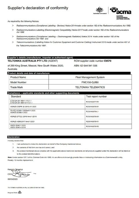 FMC150 RCM - Teltonika Telematics Wiki