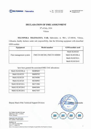 FMC234 Declaration of IMEI assignment - Teltonika Telematics Wiki