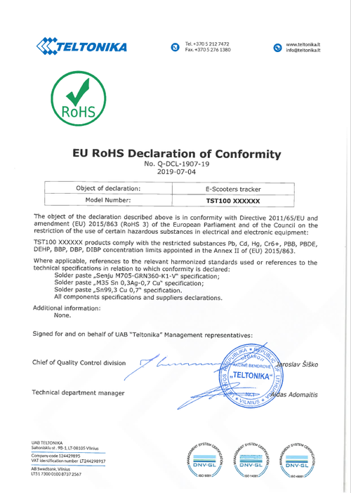 TST100 RoHS - Wiki Knowledge Base | Teltonika GPS