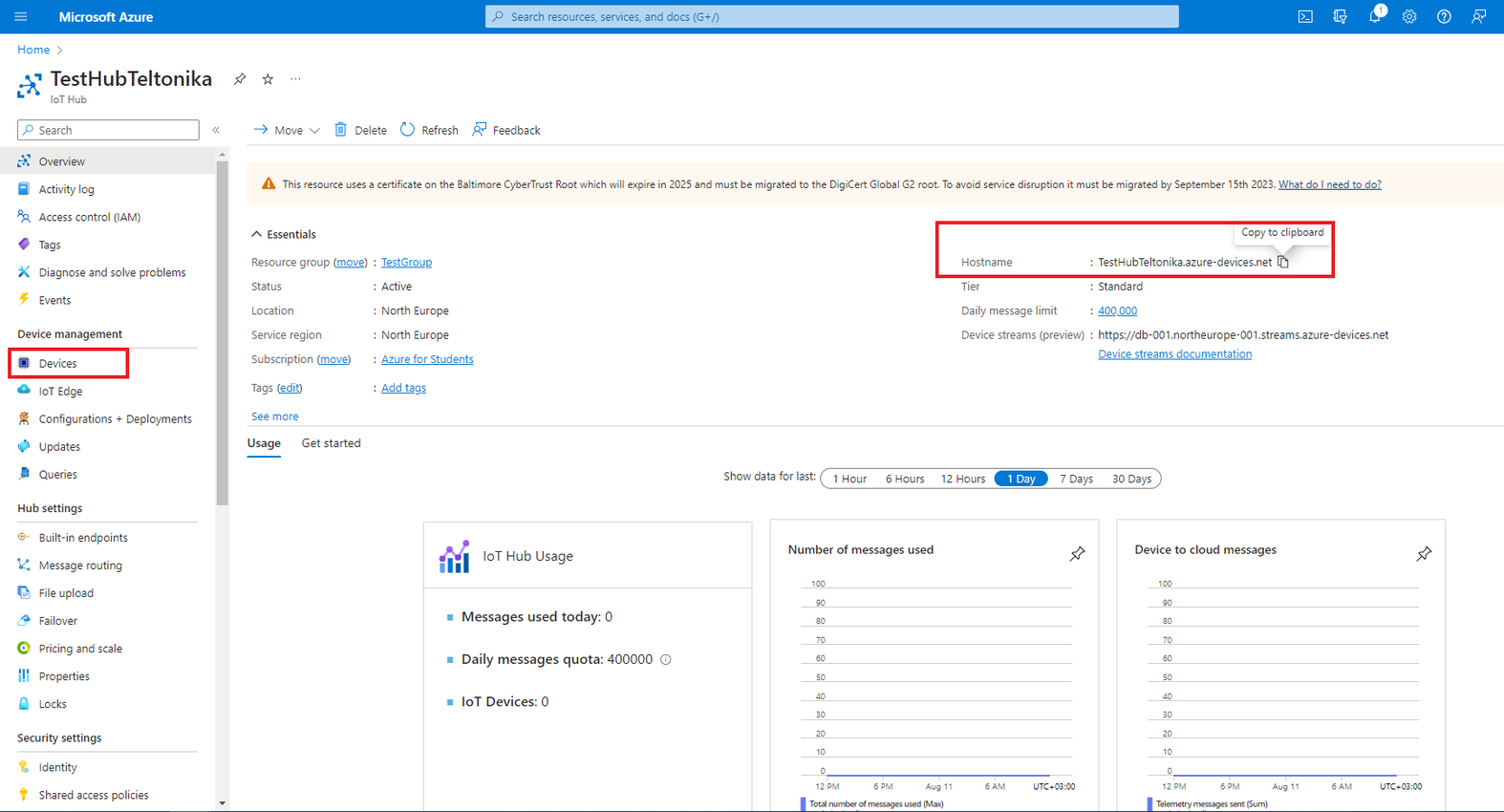 Getting started with Azure IoT hub - Teltonika Telematics Wiki
