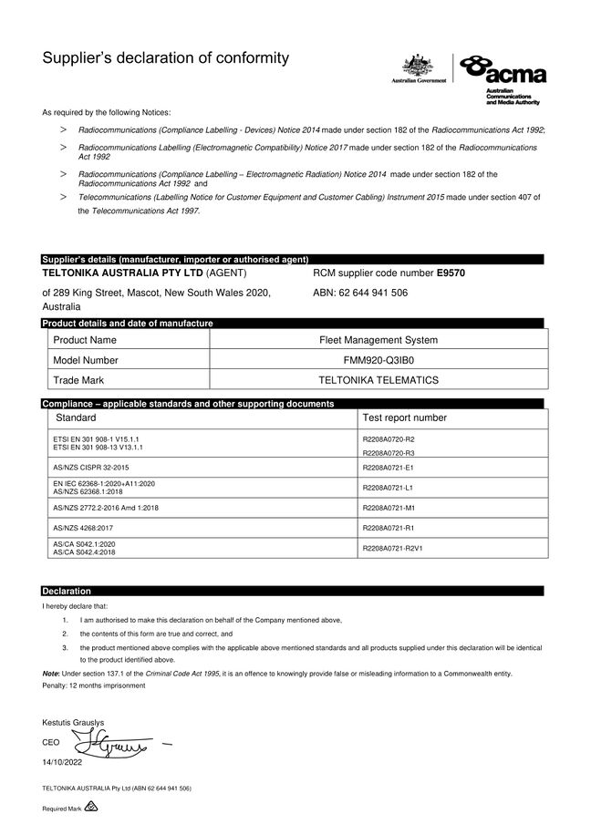 FMM920 RCM - Teltonika Telematics Wiki
