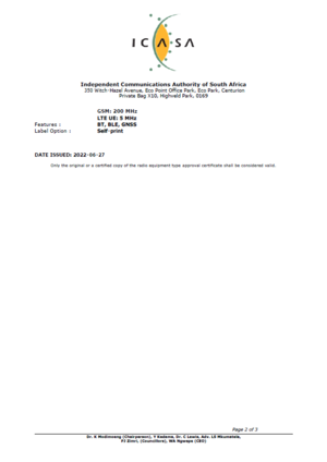 FMC130 ICASA certificate - Teltonika Telematics Wiki