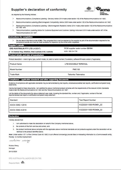 FMC130 RCM - Teltonika Telematics Wiki