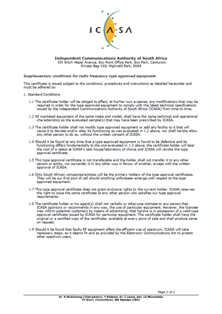 FMT100 ICASA certificate - Teltonika Telematics Wiki