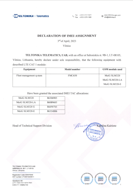 FMC650 Declaration of IMEI assignment - Wiki Knowledge Base | Teltonika GPS