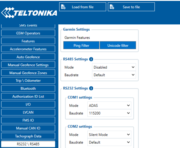 ADAS Configuration - Wiki Knowledge Base | Teltonika GPS