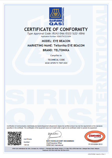 BTSID1 SIRIM QAS - Wiki Knowledge Base | Teltonika GPS