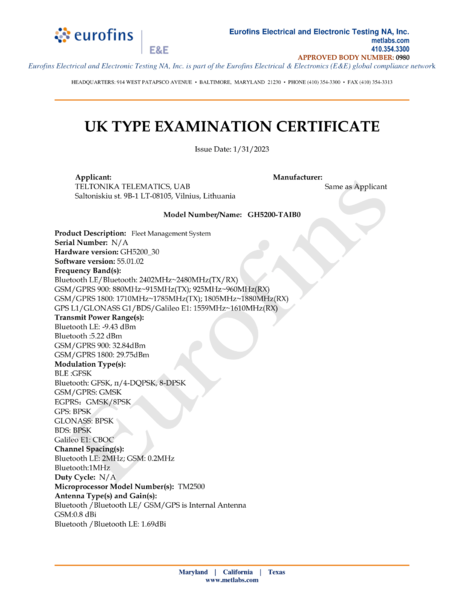 GH5200 CE RED / UKCA - Teltonika Telematics Wiki