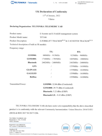 TFT100 UKCA - Teltonika Telematics Wiki